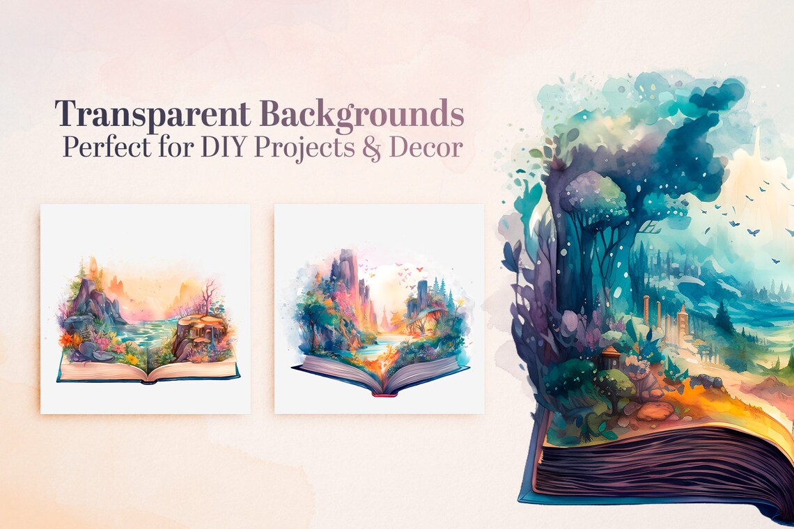 15 Watercolor Fantasy Book Clipart Bundle Vintage & Magical - Etsy