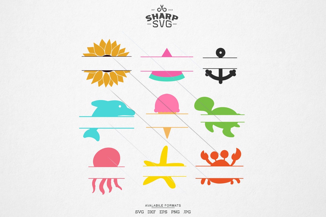 Summer SVG - Split Name Frames SVG - Summer Elements SVG - Beach Svg ...