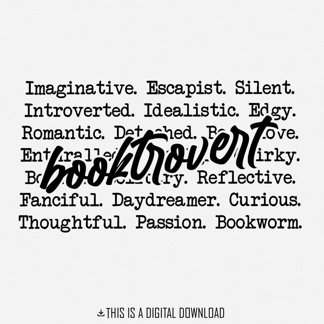 Booktrovert Words PNG, Funny Book Lover, Positive Quotes, Reading, Book ...