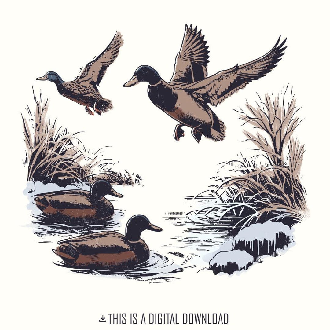 Vintage Duck PNG, Mallard Duck Clipart, Wild Duck Sublimation, Flying ...