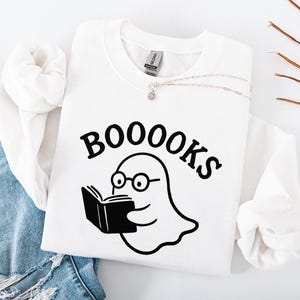 Booooks Ghost Reading PNG, Cute Halloween Book Lover PNG, Funny Bookish ...