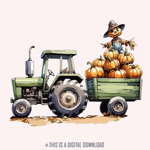 Fall Tractor PNG, Sublimation Designs, Fall Png, Watercolor Tractor ...