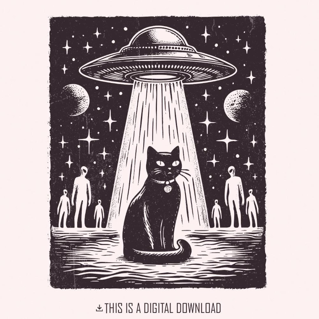 UFO Cat PNG, Funny Cat Shirt, Space Cat Meme, Alien Png, Cat UFO Design ...