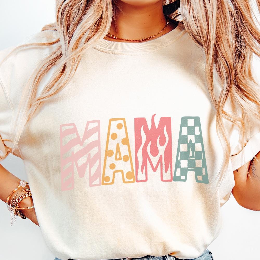 Mama PNG, Retro Patterned Printable Shirt Design, Digital Download ...