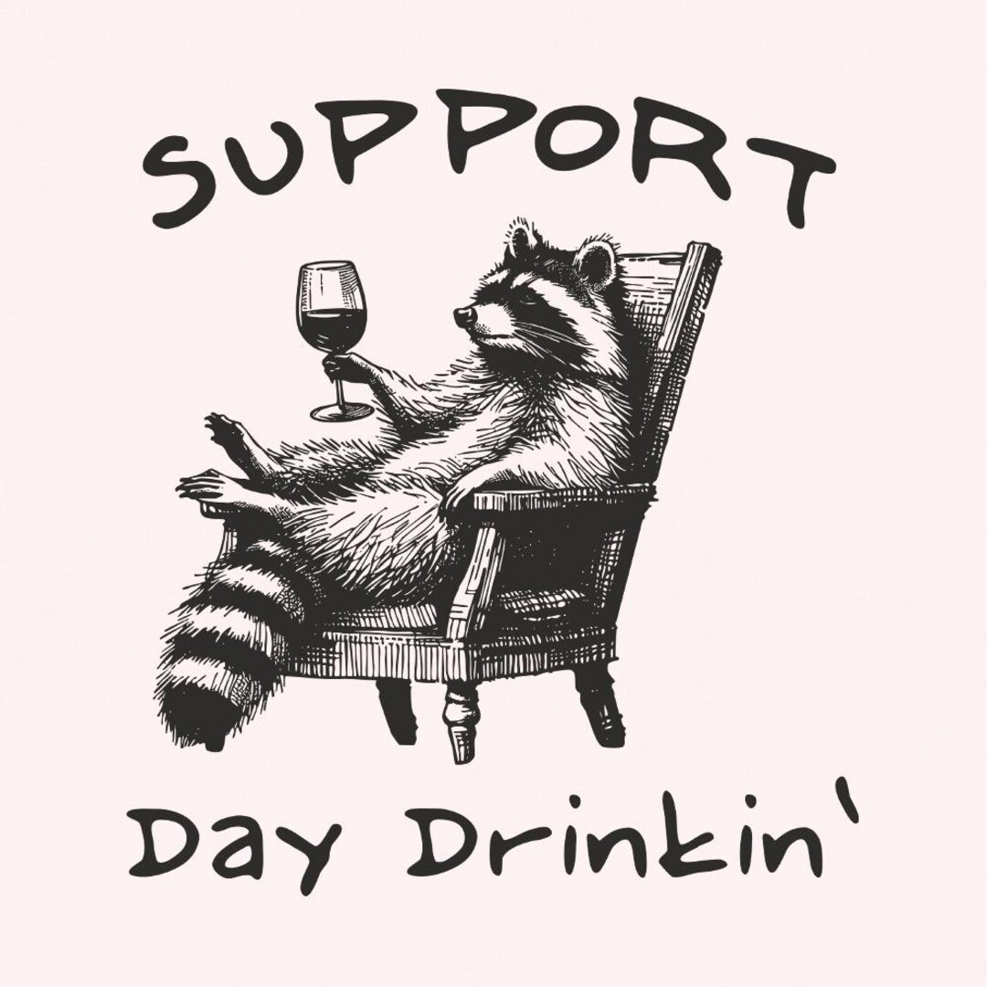 Raccoon With Wine, Day Drinking Art PNG, Retro PNG, Funny Vintage ...