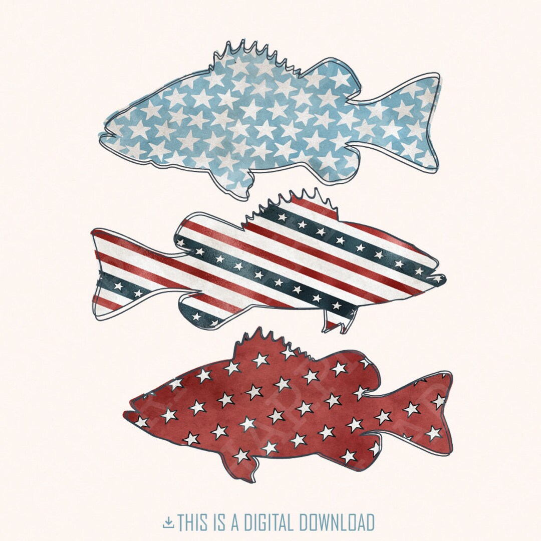 Bass Fish PNG, US Flag Bass Fish, USA Patriotic Fishing Png, Boys ...