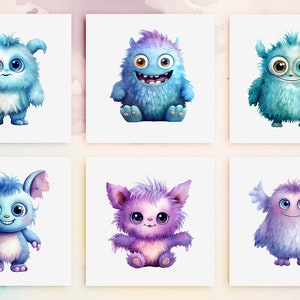 24 Monsters Clipart Bundle - Funny, Kawaii Halloween Watercolour PNG ...