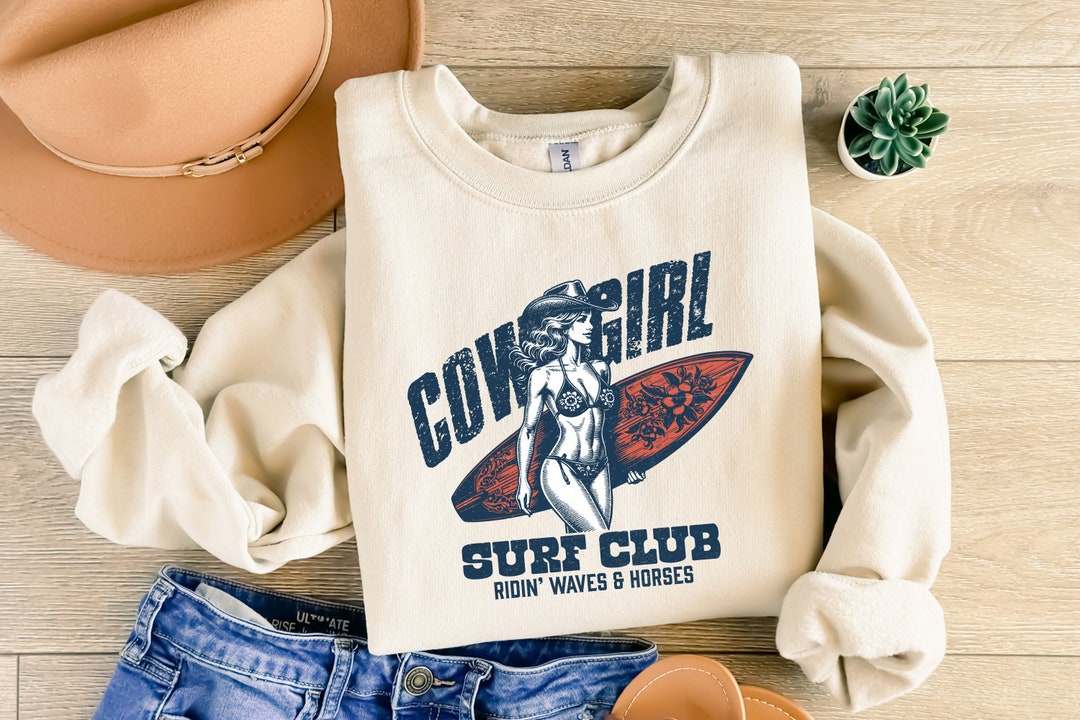 Cowgirl Surf Club PNG, Coastal Western Shirt Design, Retro Beach Cowgirl, Country Summer Vibes ...