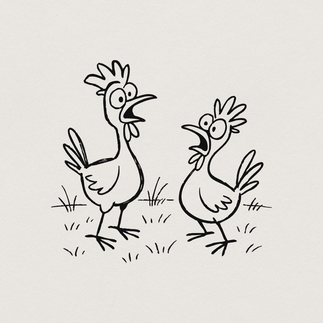 Funny Cartoon Chickens PNG, Whimsical Chicken Clipart, Farm Animal ...