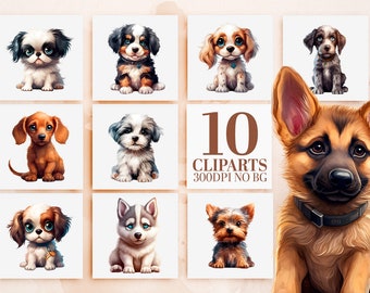 Adorable Watercolor Dog Breeds Clipart Bundle 10 Cute - Etsy