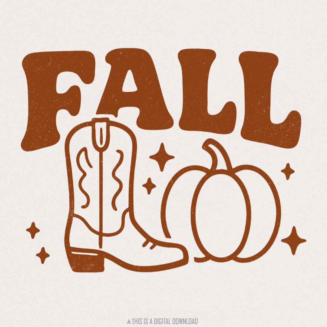 Fall PNG, Cowboy Boot and Pumpkin Design, Autumn Digital Download Shirt ...