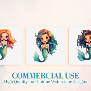 15 Cute Mermaid Clipart Bundle, Nursery Decor, Under the Sea Fantasy ...