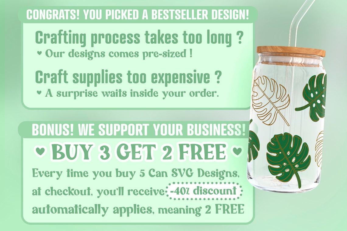 Monstera Outline SVG Can Glass Wrap SVG 16oz Glass Beer Can - Etsy
