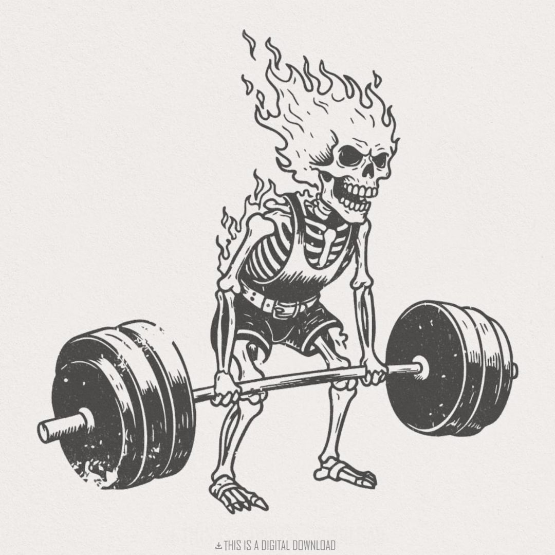 Skeleton Deadlift Png, Gym Workout PNG, Weights Decal, Barbell Clipart ...