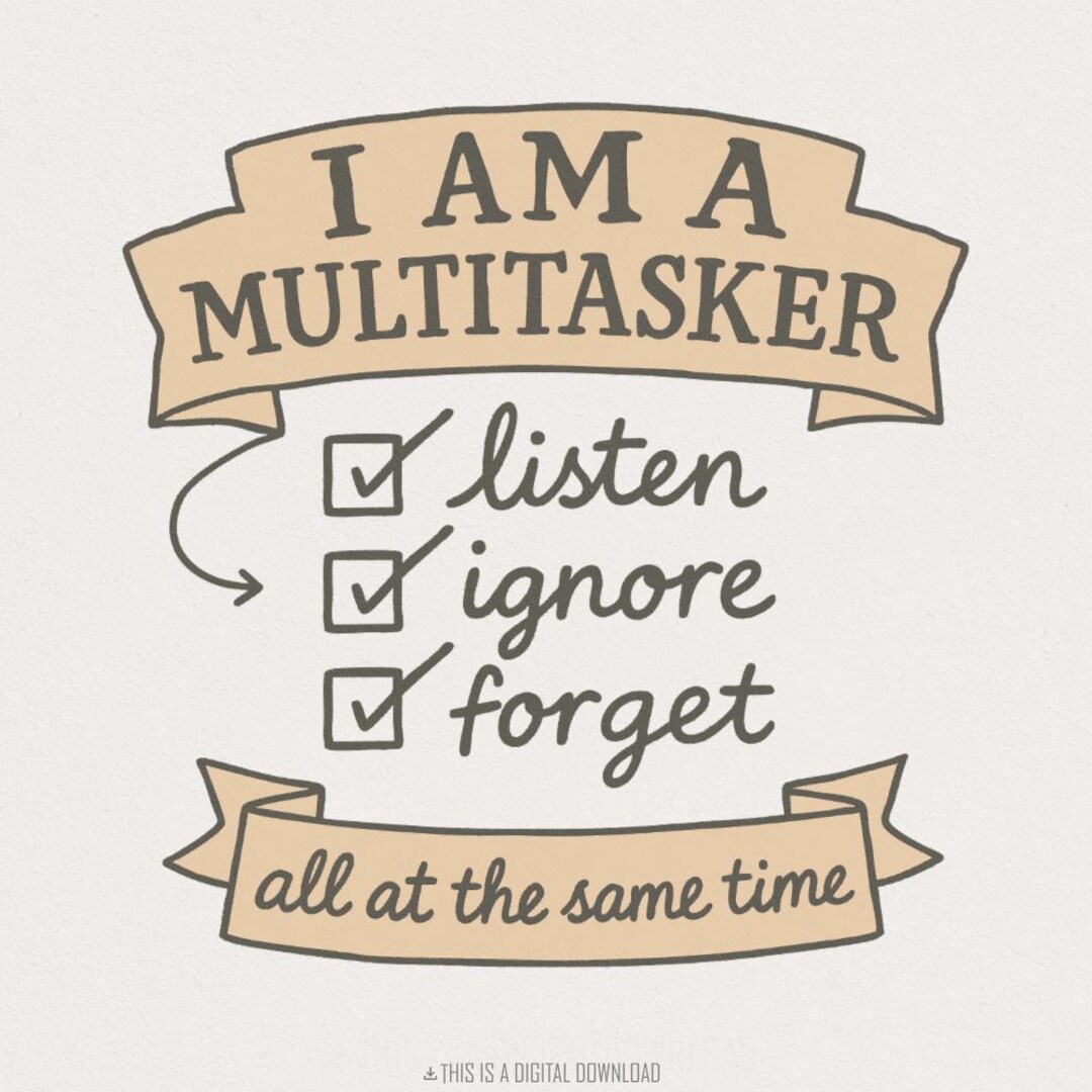 Multitasker Sublimation PNG, Funny Retro T-shirt Design, Novelty ...
