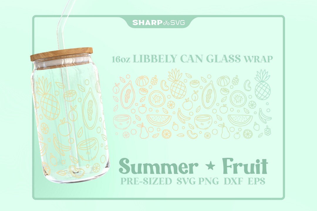 Fruta de verano SVG Can Glass Wrap SVG Archivo de corte de lata de ...