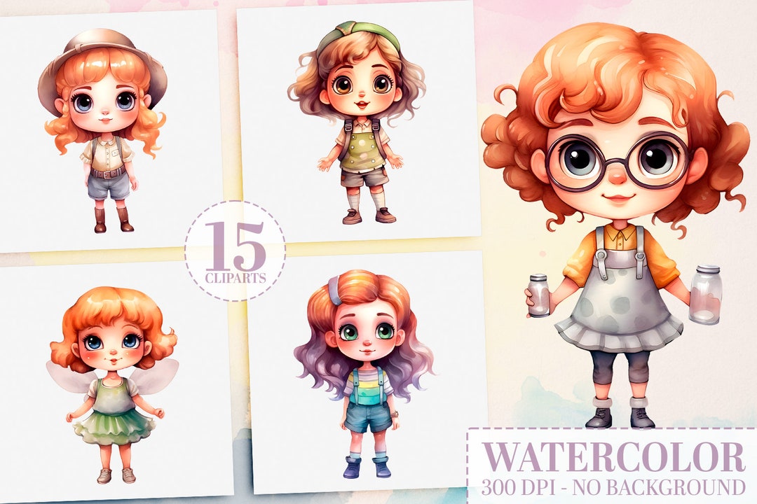 Dream Jobs Doll Clipart Bundle - 15 Cute Chibi Girls in Career Costumes ...
