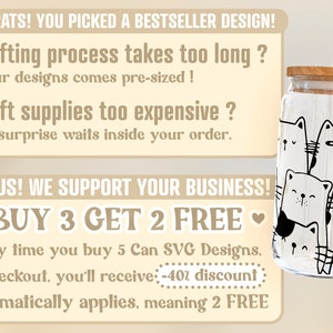 Cute Cat Stack SVG Can Glass Wrap SVG • 16oz Glass Beer Can Cutfile ...