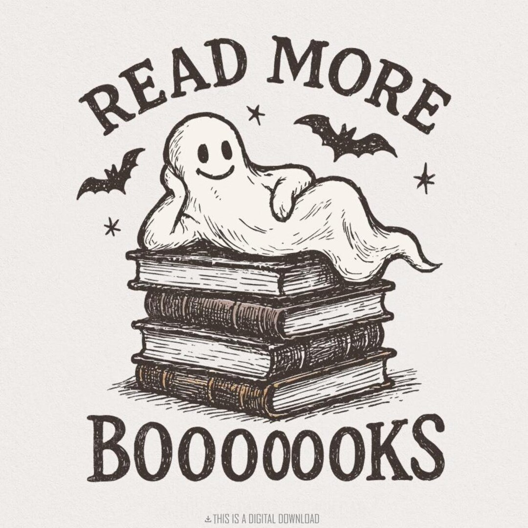 Read More Booooks PNG, Cute Ghost Reading Shirt, Book Lover Digital ...