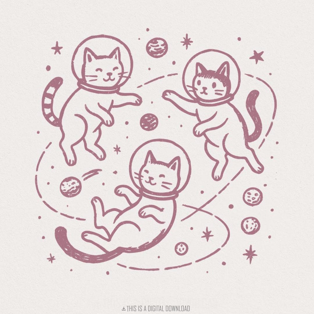 Space Cat Astronaut Cat Cosmic Cat PNG, Whimsical Galaxy Cat Art PNG ...