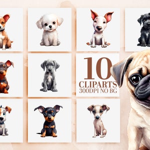 100 Watercolor Puppy Clipart Bundle, Dog Breeds PNG, Sublimation ...