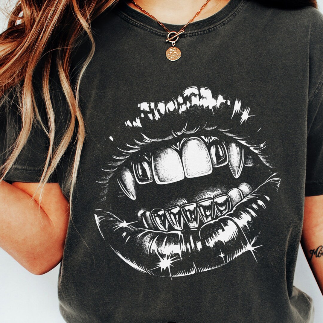 Gothic Vampire Lips PNG, Grillz Halloween Sublimation, Dark Aesthetic ...