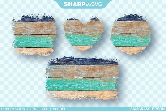 Distressed Blue Wood Sublimation PNG Square Heart Circle | Etsy