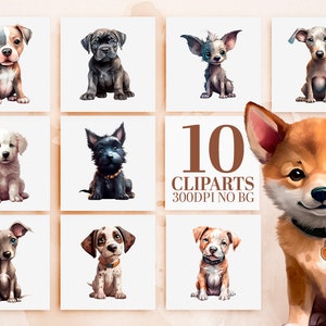 100 Watercolor Puppy Clipart Bundle, Dog Breeds PNG, Sublimation ...