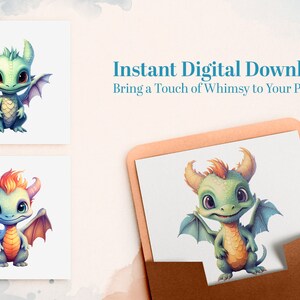 Baby Dragon Clipart Bundle, 15 Cute Dragon PNG, Fantasy Kids Art ...