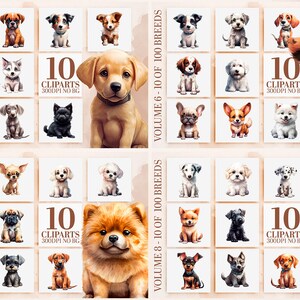 100 Watercolor Puppy Clipart Bundle, Dog Breeds PNG, Sublimation ...