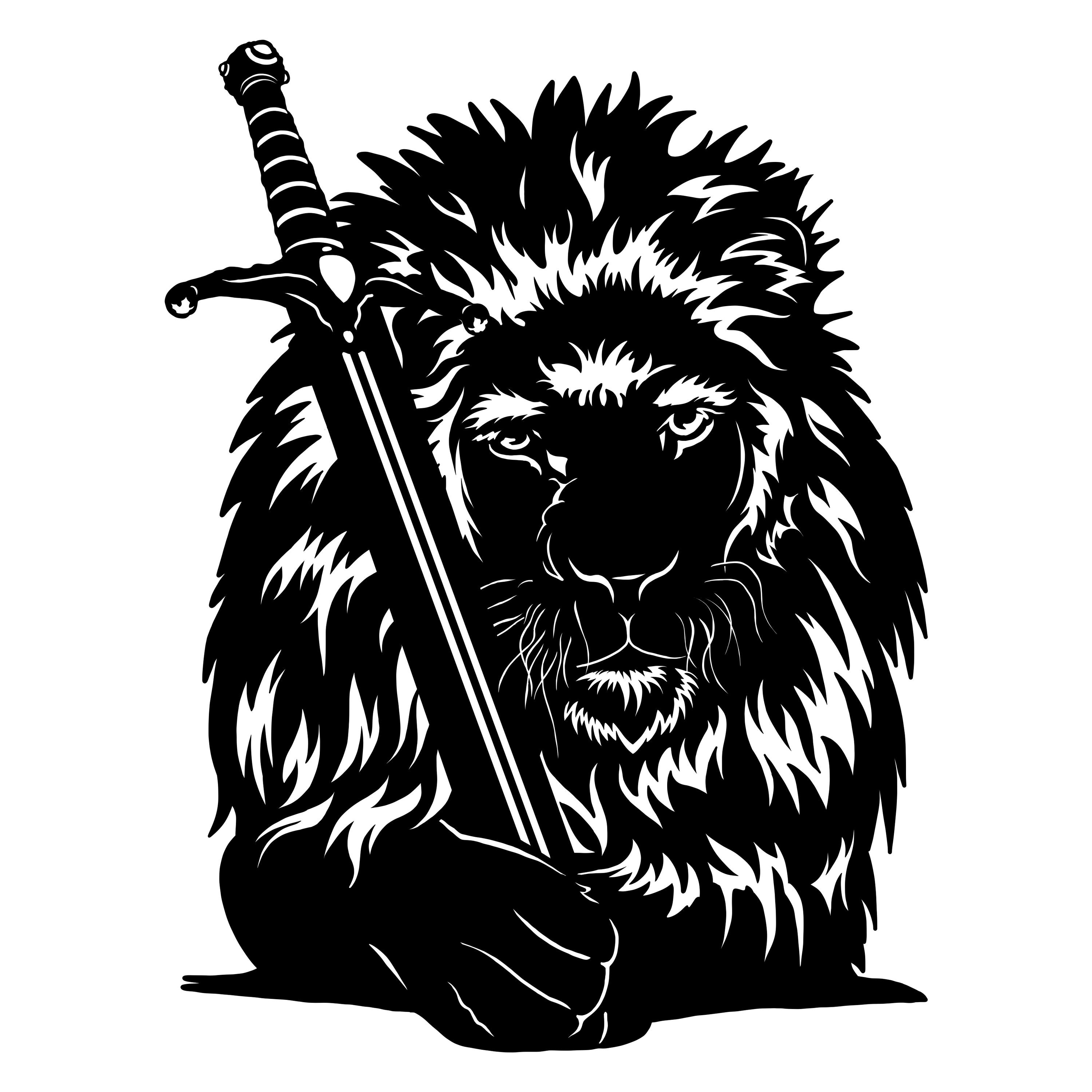 Lion Paper Cut Lion and Sword Pdf Lion Cut File Lion | Etsy