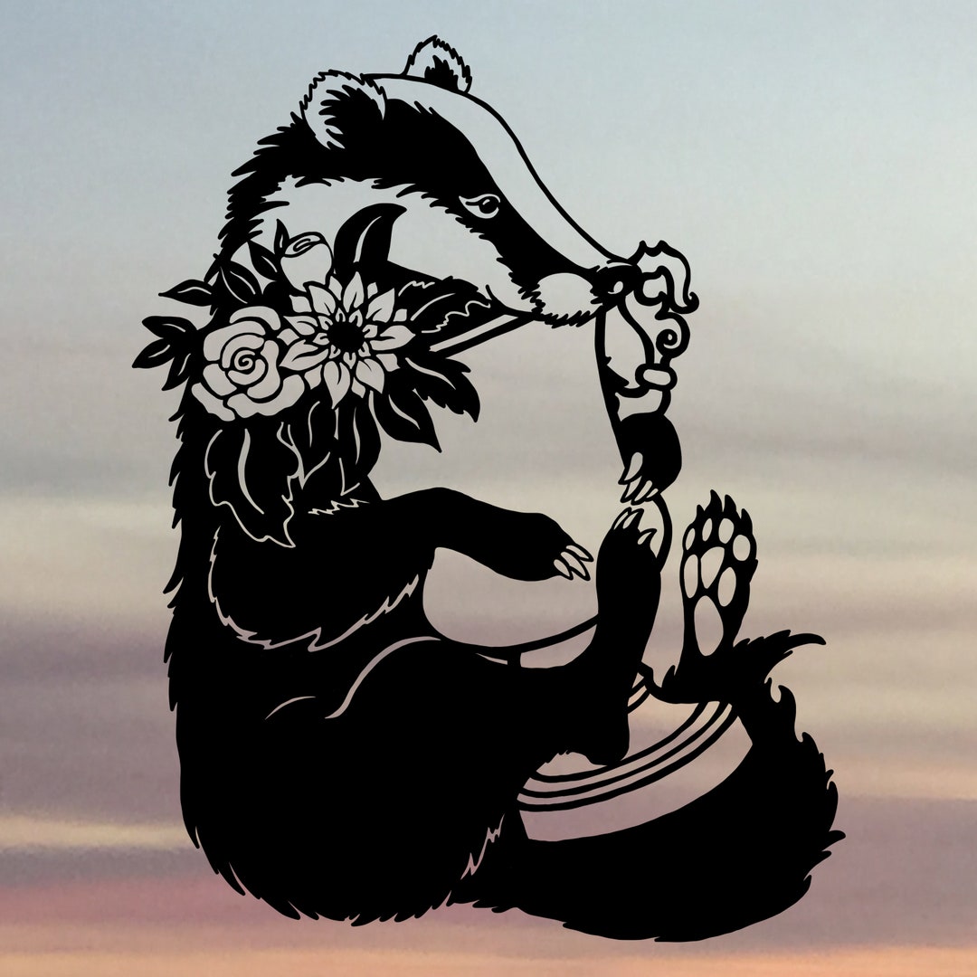 Badger With Cup & Flowers, Badger Paper Cut, Badger PDF, Badger Cut ...