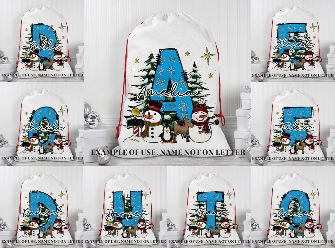 Custom Christmas Letter Santa Sack Doodle Letters, Santa Stocking ...