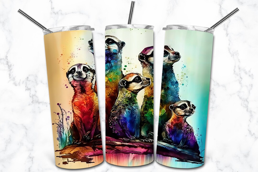 Alcohol Ink Meerkats 20oz Skinny Tumbler Sublimation Design Template ...