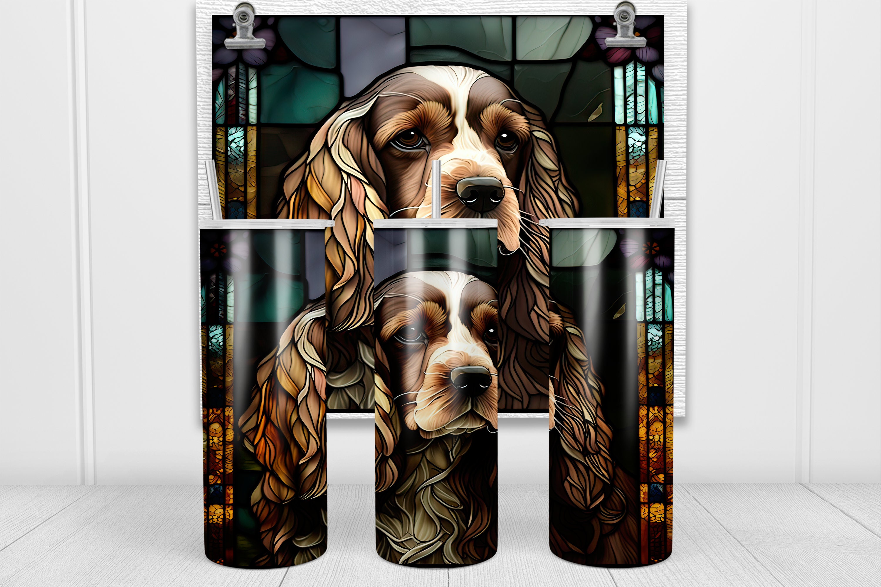 Cocker Spaniel Stained Glass 20oz Skinny Tumbler Sublimation - Etsy