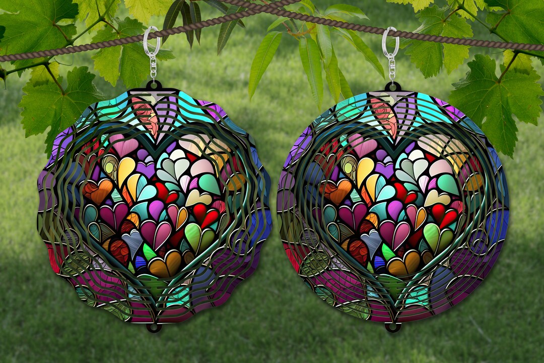 Heart Wind Spinner Watercolor Sublimation Design Template, Wind Spinner ...