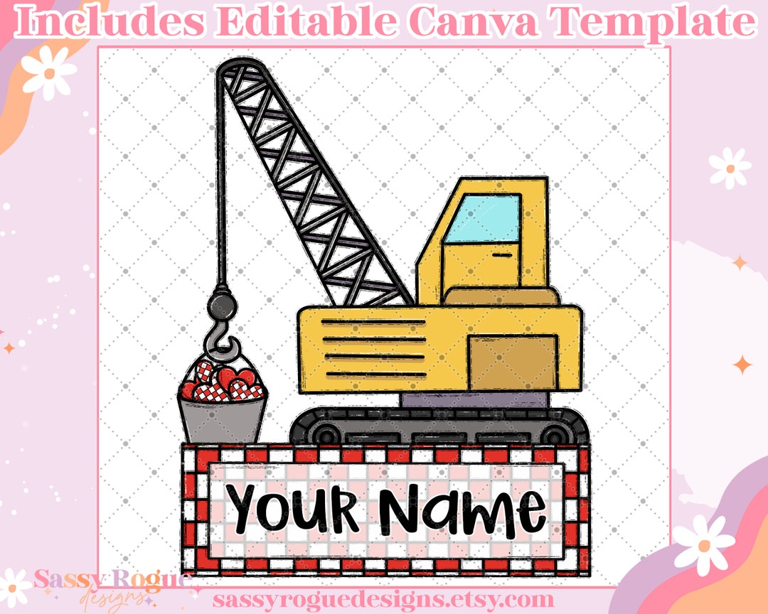 Crane Name Holder Editable Canva Template, Cute Name PNG, Kids Names ...