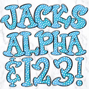 Blue Dots Doodle Alphabet Letters PNG Bundle, Alphabet Clipart, Cute ...
