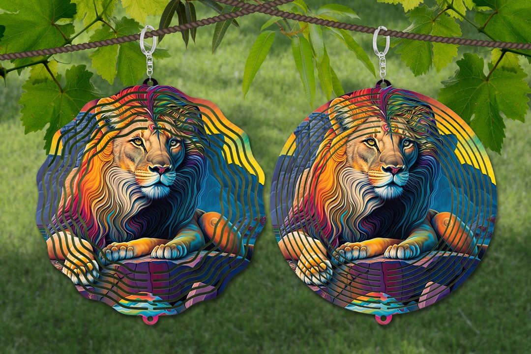 Lion Wind Spinner Watercolor Sublimation Design Template, Wind Spinner ...