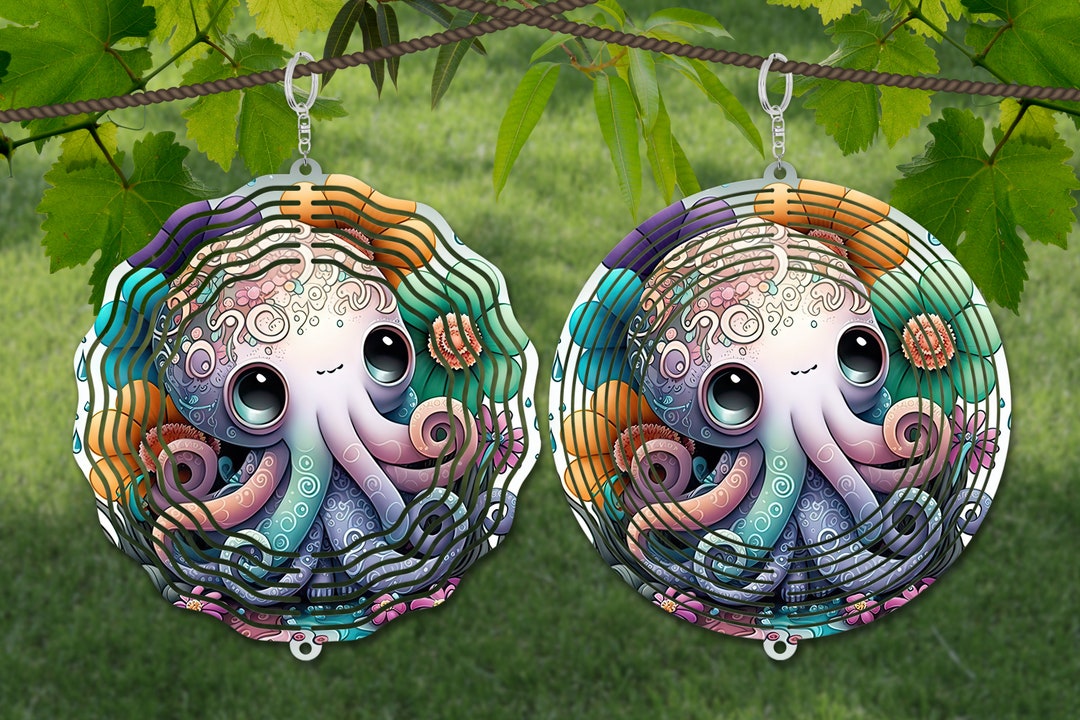 Octopus Wind Spinner Watercolor Sublimation Design Template, Wind ...