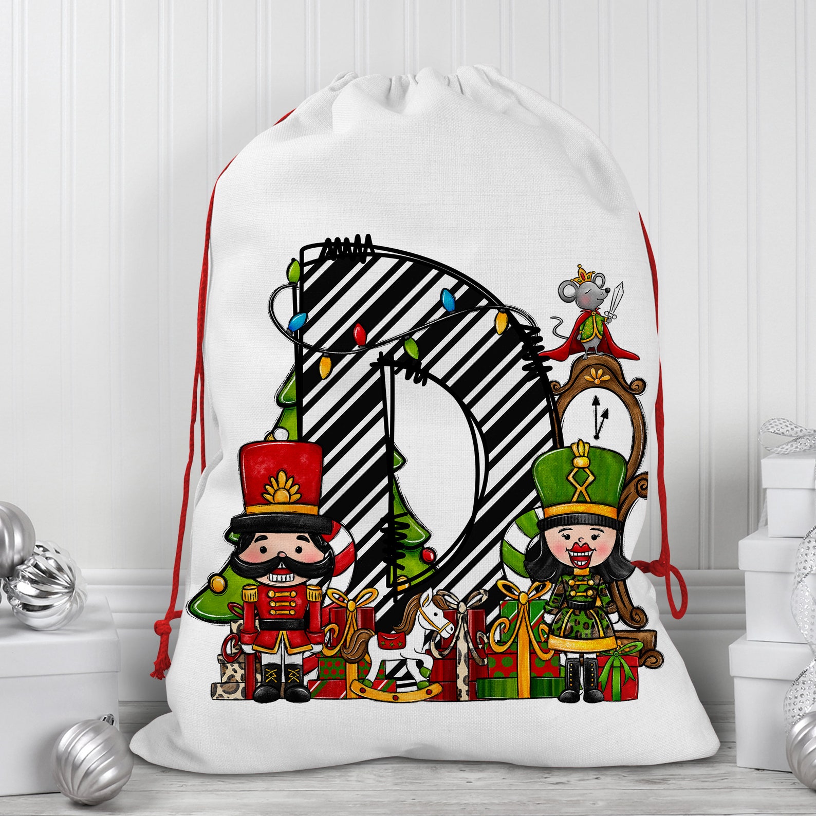 Custom Christmas Letter Santa Sack Doodle Letters, Santa Stocking ...