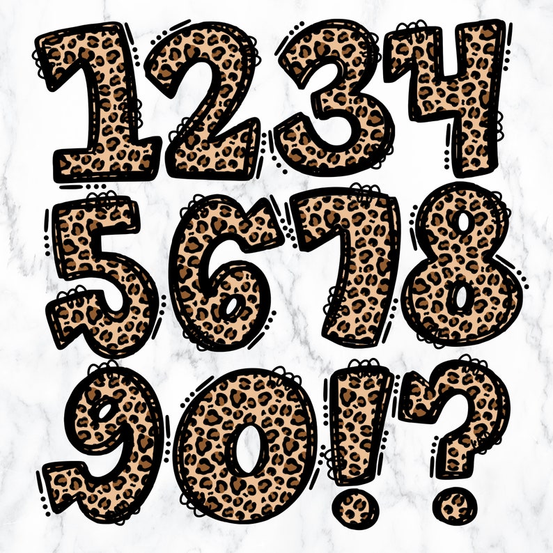 Cheetah Doodle Letters PNG Bundle, Alphabet Clipart, Leopard Print Hand ...