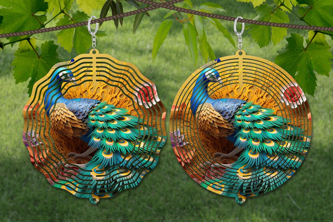 Peacock Wind Spinner Paper Quill Sublimation Design Template, 3D Wind ...