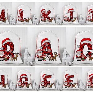 Custom Christmas Letter Santa Sack Doodle Letters, Santa Stocking ...