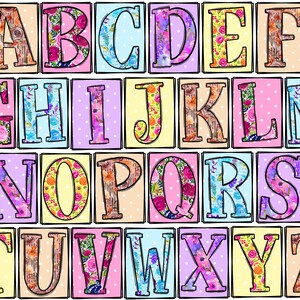 Floral Doodle Alphabet Letters PNG Bundle, Flower Alphabet Clipart ...