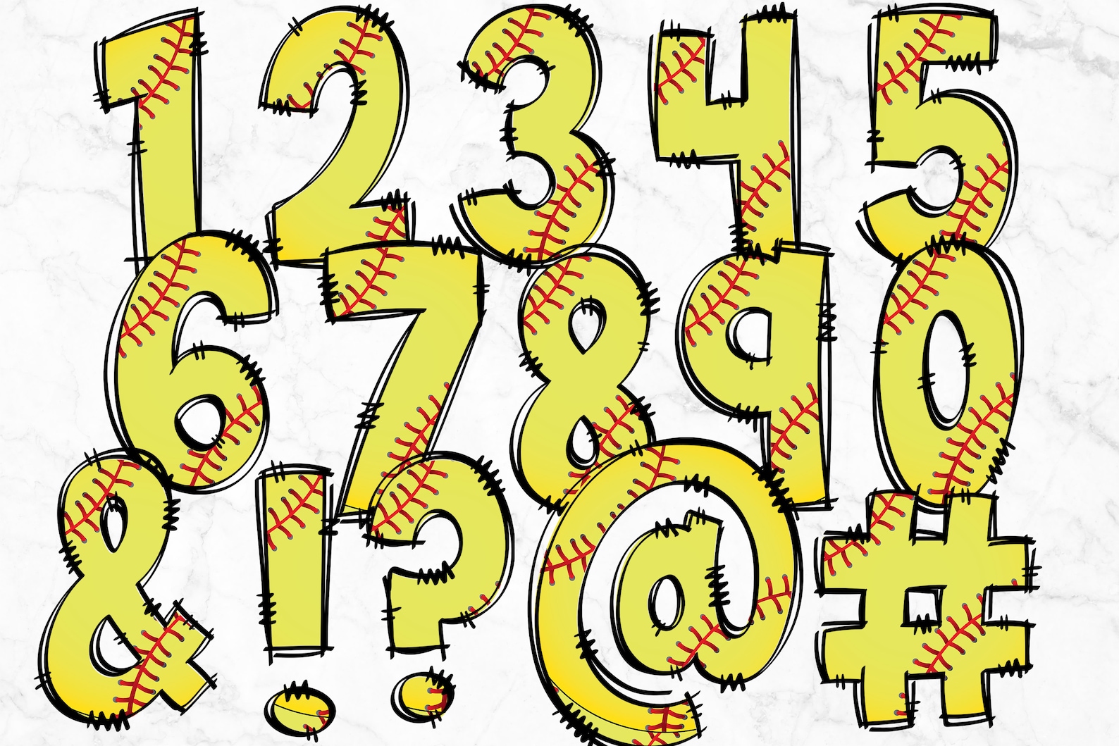 Softball Alphabet Letters PNG Bundle, Alphabet Clipart, Softball Hand ...