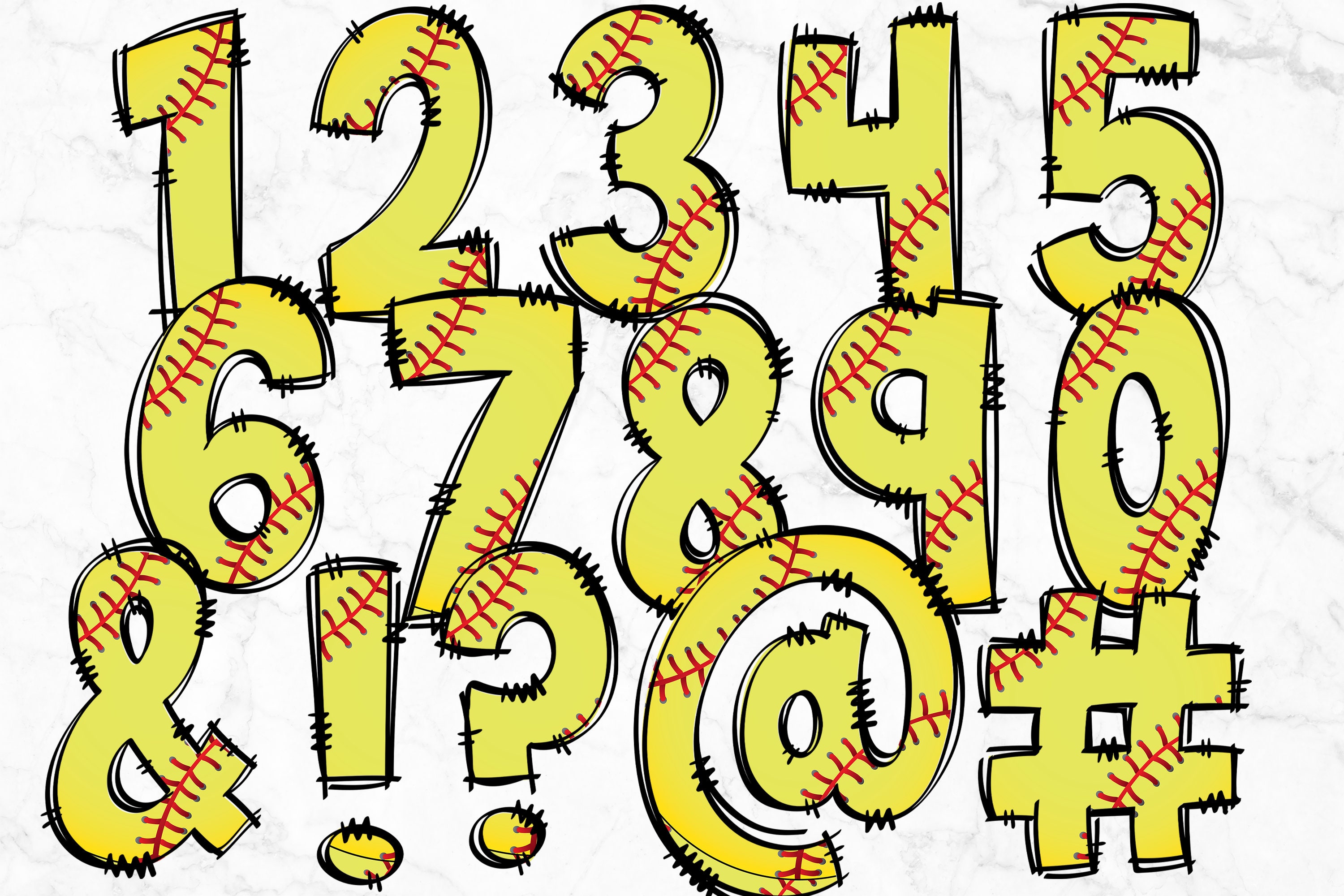 Softball Alphabet Letters PNG Bundle, Alphabet Clipart, Softball Hand ...