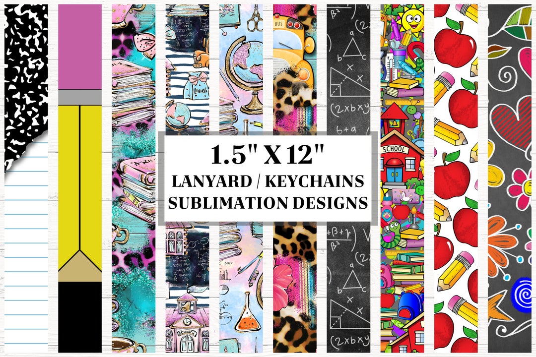 Teacher Lanyard - Key Fob Sublimation Bundle, Back to School Designs ...