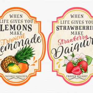 Lemonade Label, Pina Colada Label, Margarita Png, Mai Tai Png, When ...