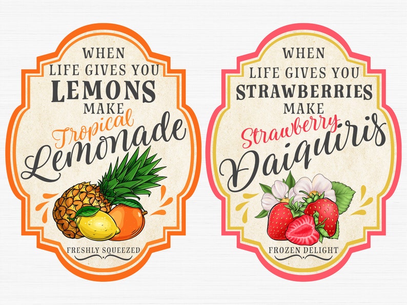 Lemonade Label, Pina Colada Label, Margarita Png, Mai Tai Png, When ...